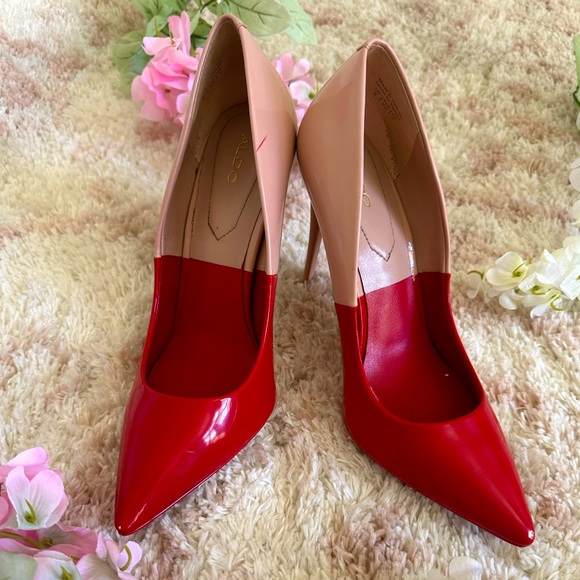 Aldo | Shoes | Aldo Stessy Two Tone Pumps Color Red Blush Nude Womens ...